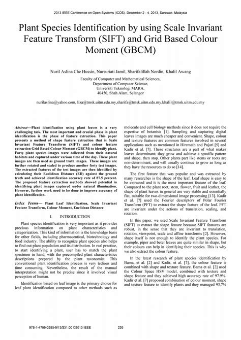 Pdf Plant Species Identification By Using Scale Invariant Feature Transform Sift And Grid