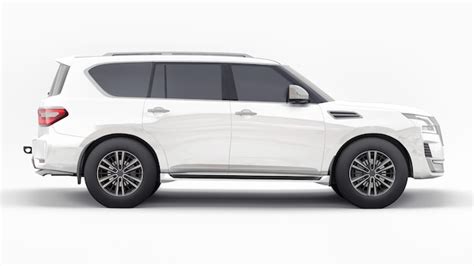 흰색 프리미엄 가족 Suv 자동차 흰색 배경에 고립입니다 3d 렌더링 프리미엄 사진
