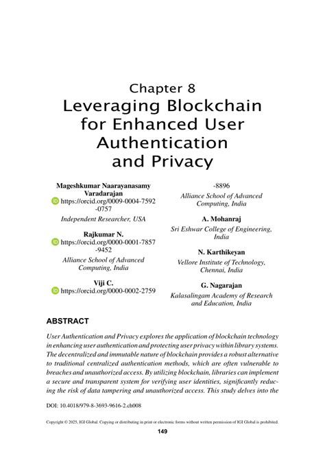 Pdf Leveraging Blockchain For Enhanced User Authentication And Privacy