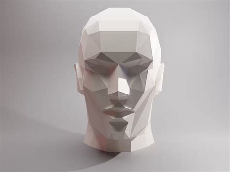 3d Human Face Papercraft Trophy Origami Full Face Abstract Etsy