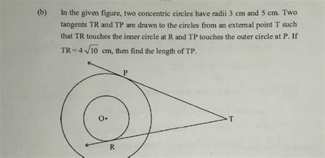 B In The Given Figure Two Concentric Circles Have Radii 3 Cm And 5 Cm