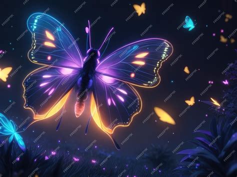 Premium Ai Image A Glow Butterfly At Night