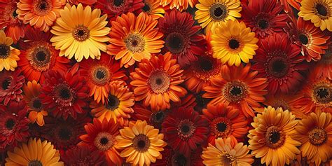 Vibrant Group Of Orange And Red Flowers Bright Floral Display Cluster
