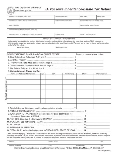 Iowa Inheritance Tax Return Fill Out And Sign Online Dochub