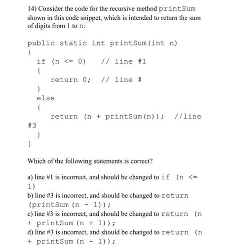 Solved Consider The Code For The Recursive Method Print Chegg