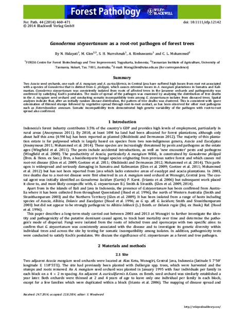 Pdf Ganoderma Steyaertanum As A Root Rot Pathogen Of Forest Trees