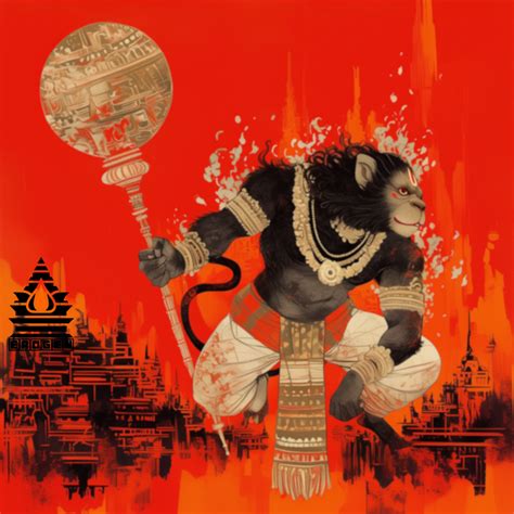 Digital Art Of Lord Hanuman Holding Gada High Resolution Download