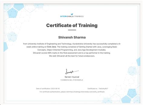 Finally I Have Completed Internship Cum Training Of Java Core At Internshala This Journey Has
