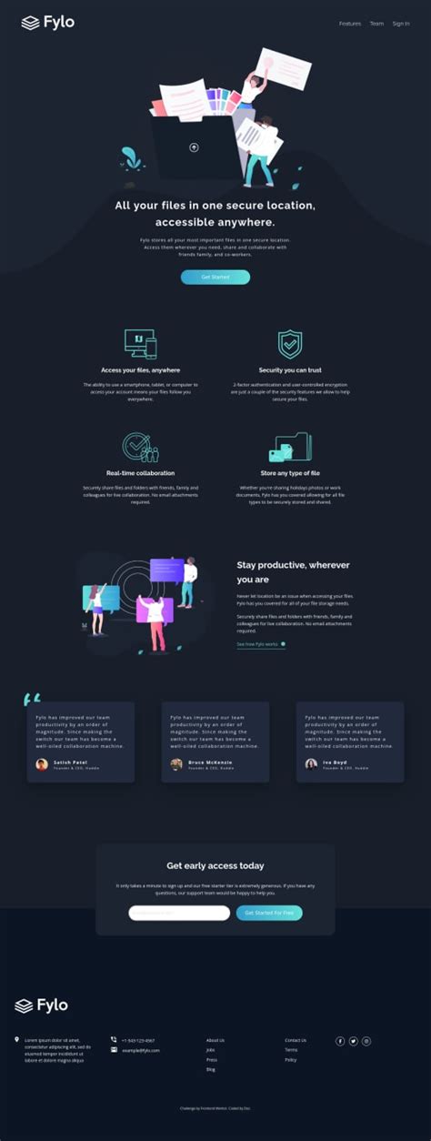 Frontend Mentor Fylo Landing Page With Css Grid And Flex Box Coding Challenge Solution