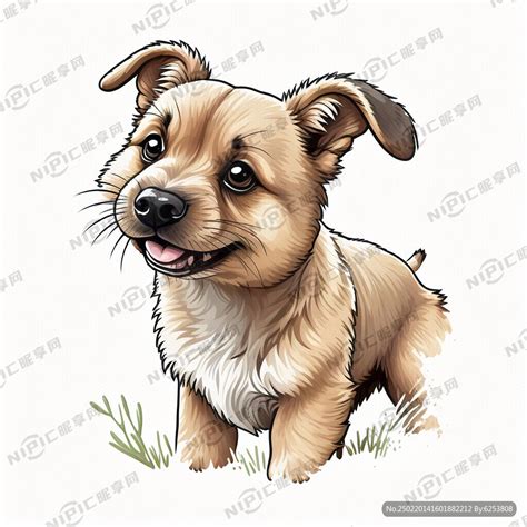 Ai创作图土松犬 卡通 矢量手绘 白色背景 昵图网