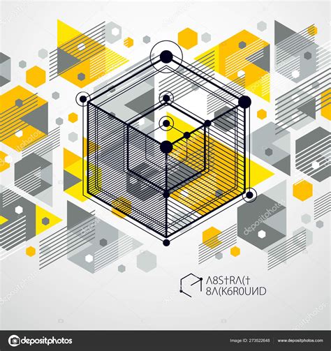 Isometric Abstract Yellow Background With Linear Dimensional Cub Stock Vector By ©ostapius 273522648