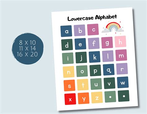 3 Alphabet Chart ABC Chart Uppercase Lowercase Prebabe Rainbow Homebabe