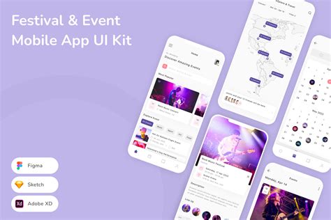 Festival And Event Mobile App Ui Kit Ui Kits And Libraries ~ Creative