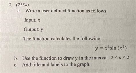 Solved 2 25 A Write A User Defined Function As Follows