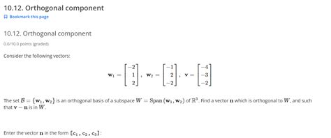 Solved 1012 Orthogonal Component 1012 Orthogonal