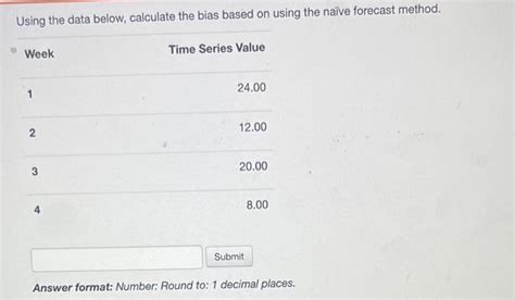 Solved Using The Data Below Calculate The Bias Based On Chegg Com