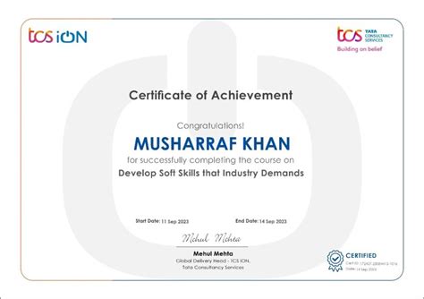 Musharraf Khan On Linkedin Tcsion Softskills