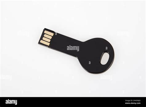 Black Modern USB Flash Drives Memory Key In White Background Stock