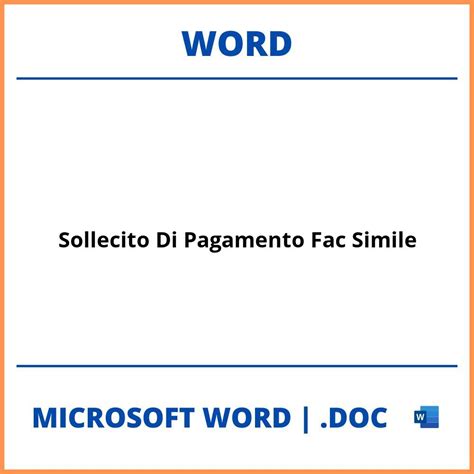 Sollecito Di Pagamento Fac Simile Word