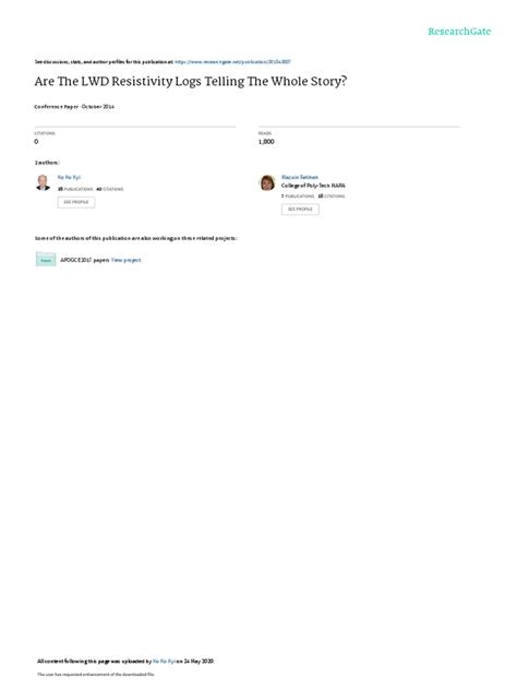 Lwd Resistivity Jfes2014 Pdf Physical Sciences