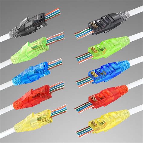 Zoerax 50pcs Rj45 Cat6 Pass Through Connectors And 50pcs Strain Relief