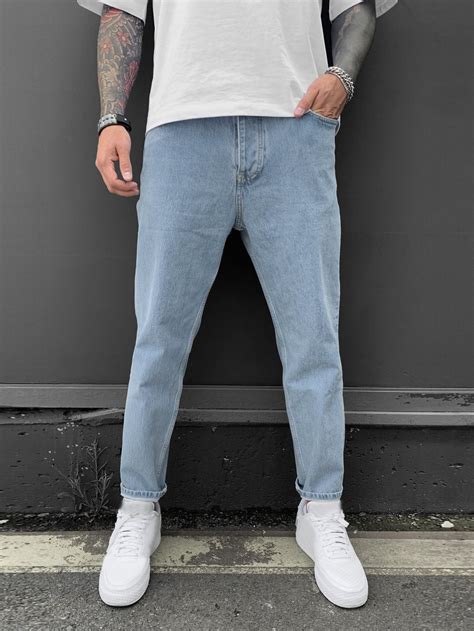 Manfinity Homme Jeans Cónicos De Bolsillos Inclinados Lavados Para
