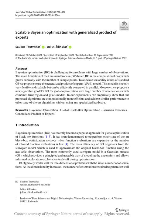 Scalable Bayesian Optimization With Generalized Product Of Experts