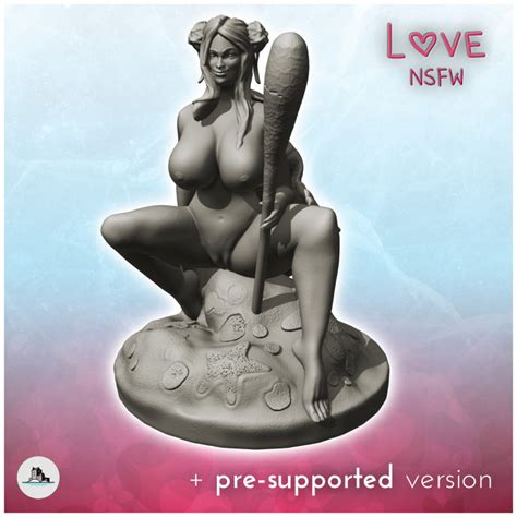 D Printable Mermaid With Club On Rock Nsfw Version Miniatures Erotica Woman Figure By