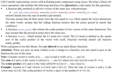 Solved Consider Representing Vectors With N Floating Chegg