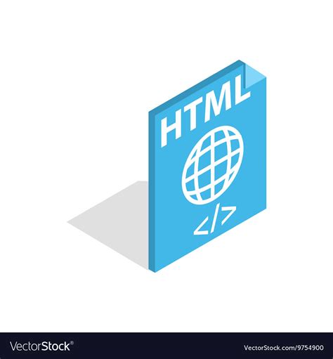 Html File Extension Icon Isometric 3d Style Vector Image