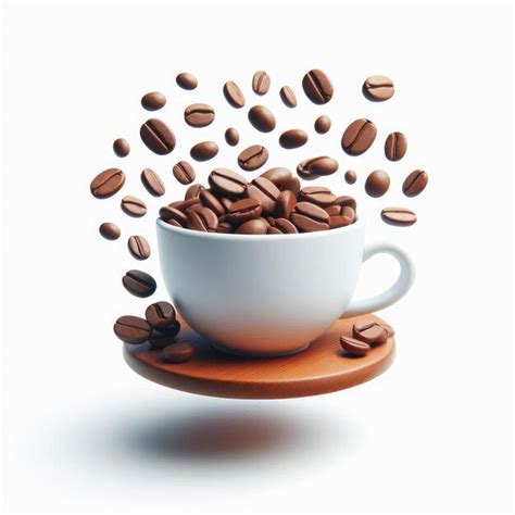 Coffee Beans Floating Isolated On A White Background Premium AI