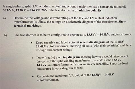 Solved A Single Phase Split LV Winding Mutual Induction Chegg Com