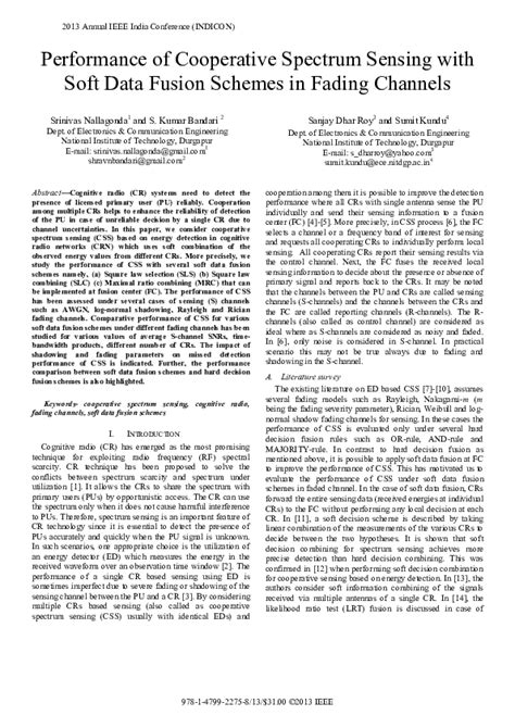 pdf performance of cooperative spectrum sensing with soft data fusion