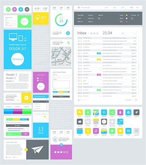 Premium Vector Ui Is A Set Of Components Featuring The Flat Design Trend