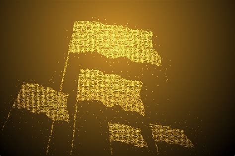 추상적인 기하학적 Bokeh 서클 도트 픽셀 패턴 플래그 그룹 모양 골드 컬러 그림 복사 공간 벡터 Eps 10 갈색 그라데이션 배경에 고립 경쟁에 대한 스톡 벡터 아트 및