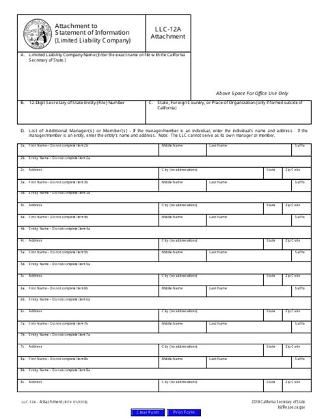 Form Llc 12a Fill Out Sign Online And Download Fillable Pdf California Templateroller