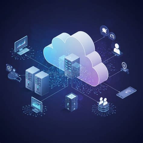 An Illustration Featuring A Cloud Symbolizing Cloud Computing Central Servers Stock