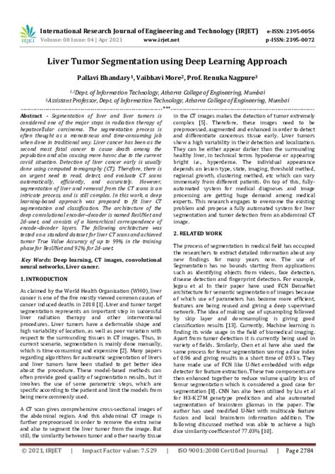 Pdf Liver Tumor Segmentation Using Deep Learning Approach