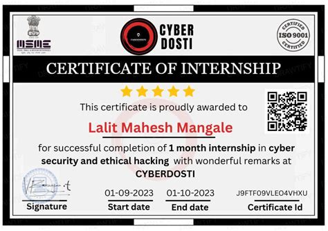 Lalit Mangale On Linkedin Cybersecurity Internshipcompleted