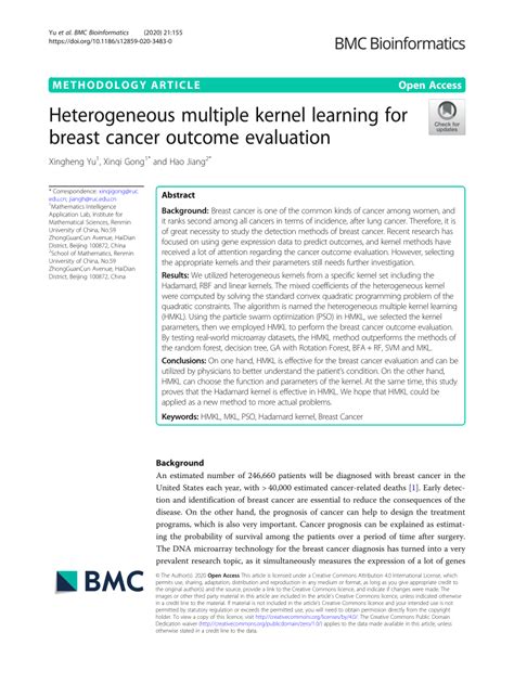 Pdf Heterogeneous Multiple Kernel Learning For Breast Cancer Outcome