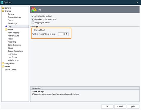 Managing Log Files Testcomplete Documentation