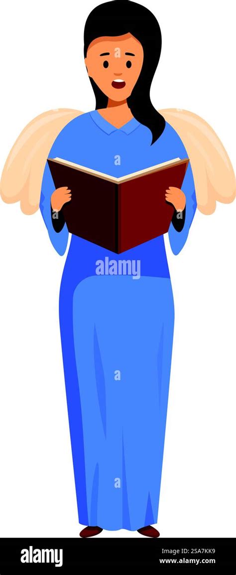 Beautiful Angel Reading From Book Wearing Blue Dress Beautiful Angel Is Reading From A Book