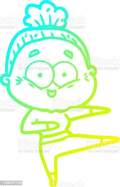 만화 행복 한 늙은 여자의 차가운 그라데이션 선 그리기 귀여운에 대한 스톡 벡터 아트 및 기타 이미지 귀여운 그라데이션 낙서 드로잉 Istock