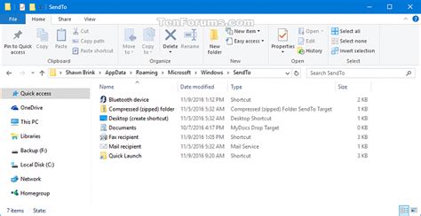 restore default items in send to context menu in windows 10 tutorials