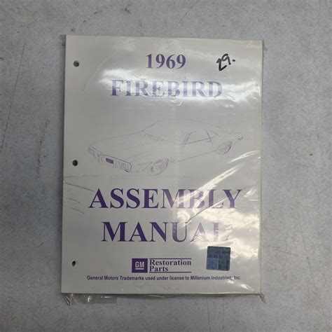 New 1969 Firebird Assembly Manual Camaro Specialties