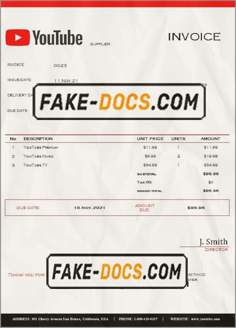 Usa Youtube Invoice Template In Word And Pdf Format Fully Editable