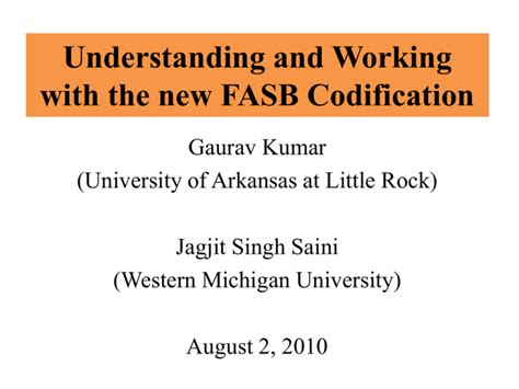 Understanding And Working With The New Fasb Codification