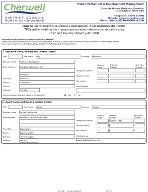 Fillable Online Works To Trees Subject To A Tree Preservation Order TPO Fax Email Print