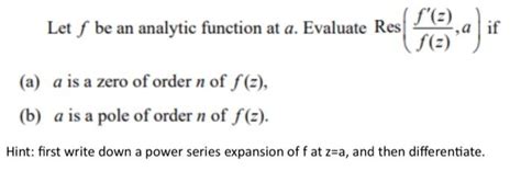 solved let f be an analytic function at a evaluate