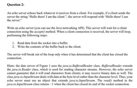 solved please write the code for echoserver java and